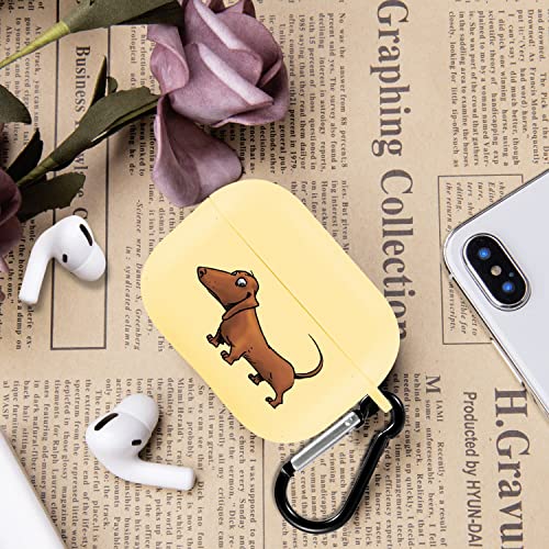 JOYLAND Cute Dachshund Case Compatible with Airpods Pro Yellow Soft TPU, Supports Wireless Charging Shockproof Protective Cover for Airpods Pro