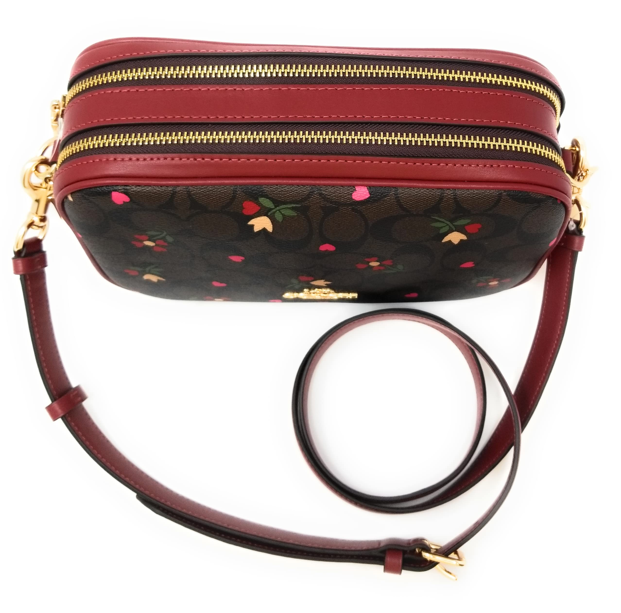 COACH Women's Jes Crossbody Bag in Signature Canvas (Heart Petal Print - Brown - Multi)
