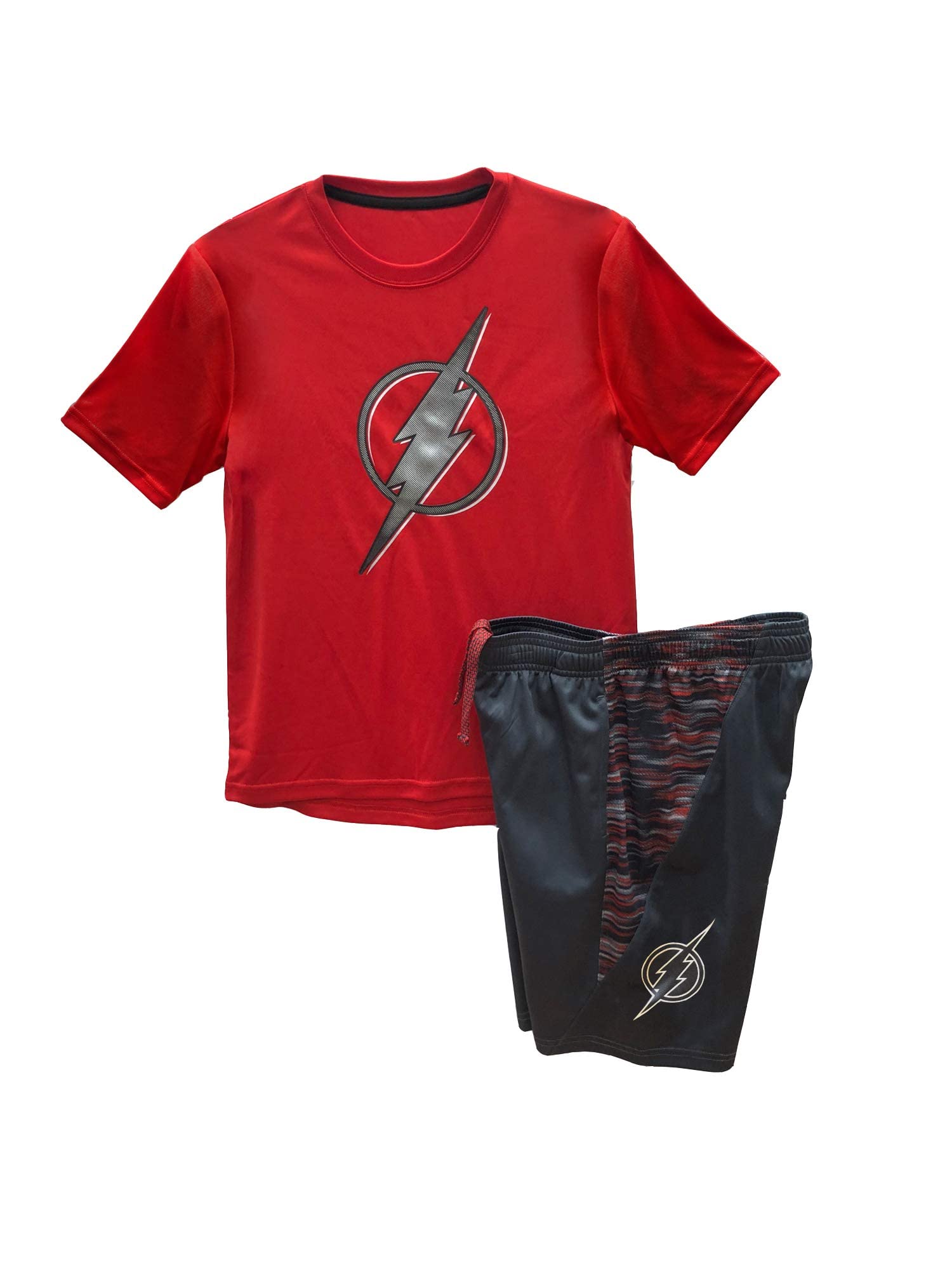 Boys Warner Brothers Batman Flash Active Graphic Tee and Short Set (Red, 8)