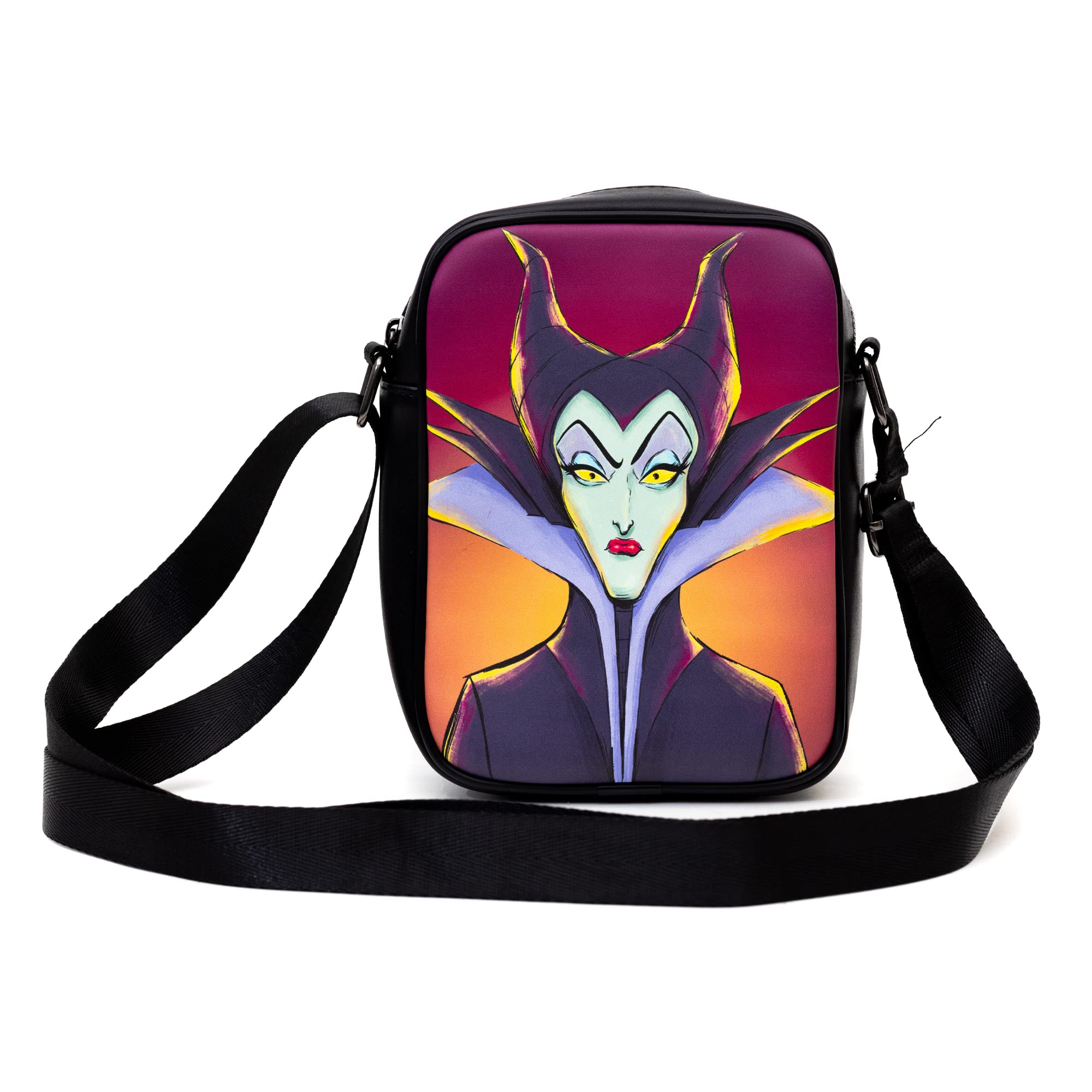 Disney Bag, Cross Body, Disney Sleeping Beauty Villain Maleficent Pose and Quote, Black, Vegan Leather