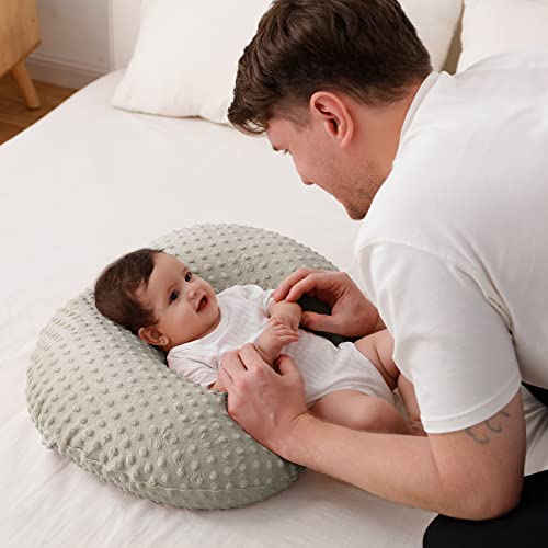 Nursing Pillow Cover, Minky Breastfeeding Pillow Slipcover Snugly Fits for Nursing Pillow for Baby Boys and Girls, Premium Quality Microfiber, Ultra Soft Comfortable (Tidal Foam)