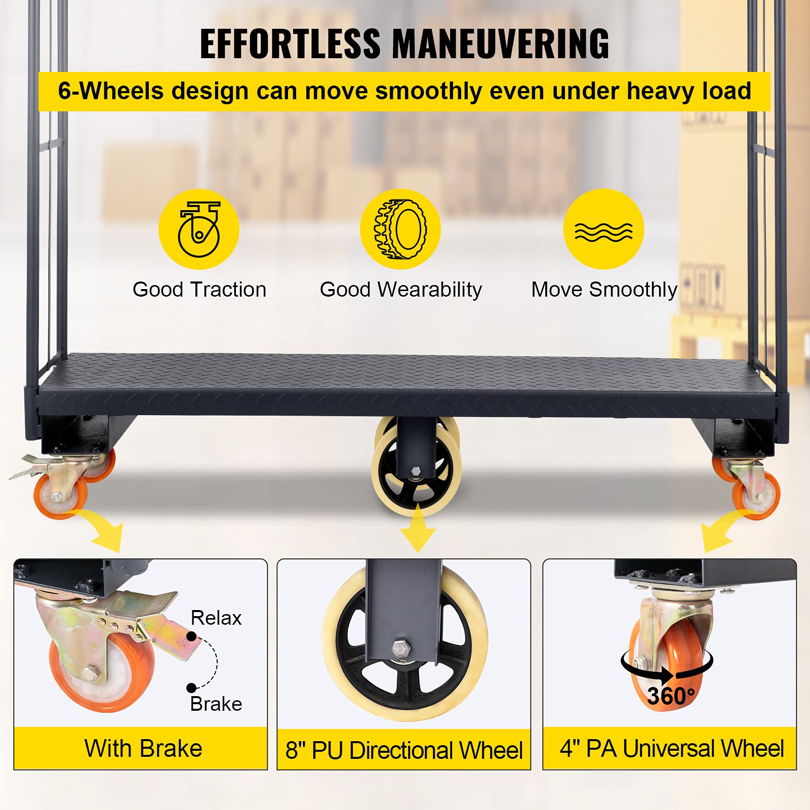 BestEquip U-Boat Cart 2000LBS Capacity U-Boat Platform Truck Dolly