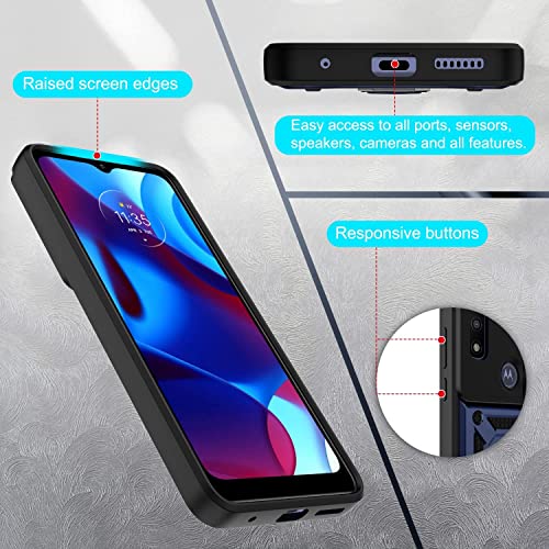 Suyomo for Oneplus Nord N20 5G Case with Tempered Glass Screen Protector [2Pcs],1+ Nord N20 Heavy Duty Case with Camera Cover Ring Holder Stand Shockproof Dual-Layer Protection Phone Case (Blue)