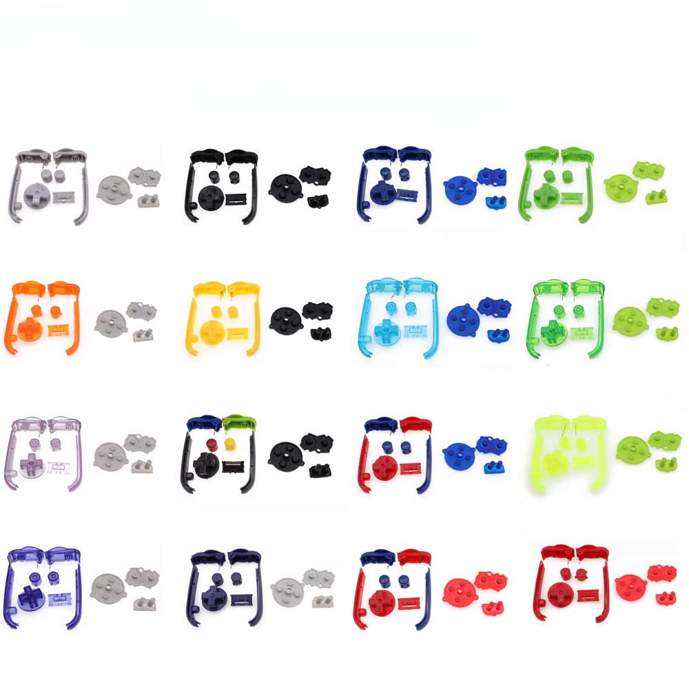 Colorful Button Keys Set for Gameboy Advance GBA Full Set R L A B D-Pad Buttons + Rubber Conductive Pad Power Switch Button for gba (Red)