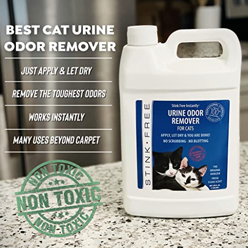 Stink Free Instantly Urine Odor Remover & Eliminator for Cat Urine, Oxidizer Based Urine Cleaner for Carpets, Rugs, Mattress, etc. 128 Oz (1 Gallon)