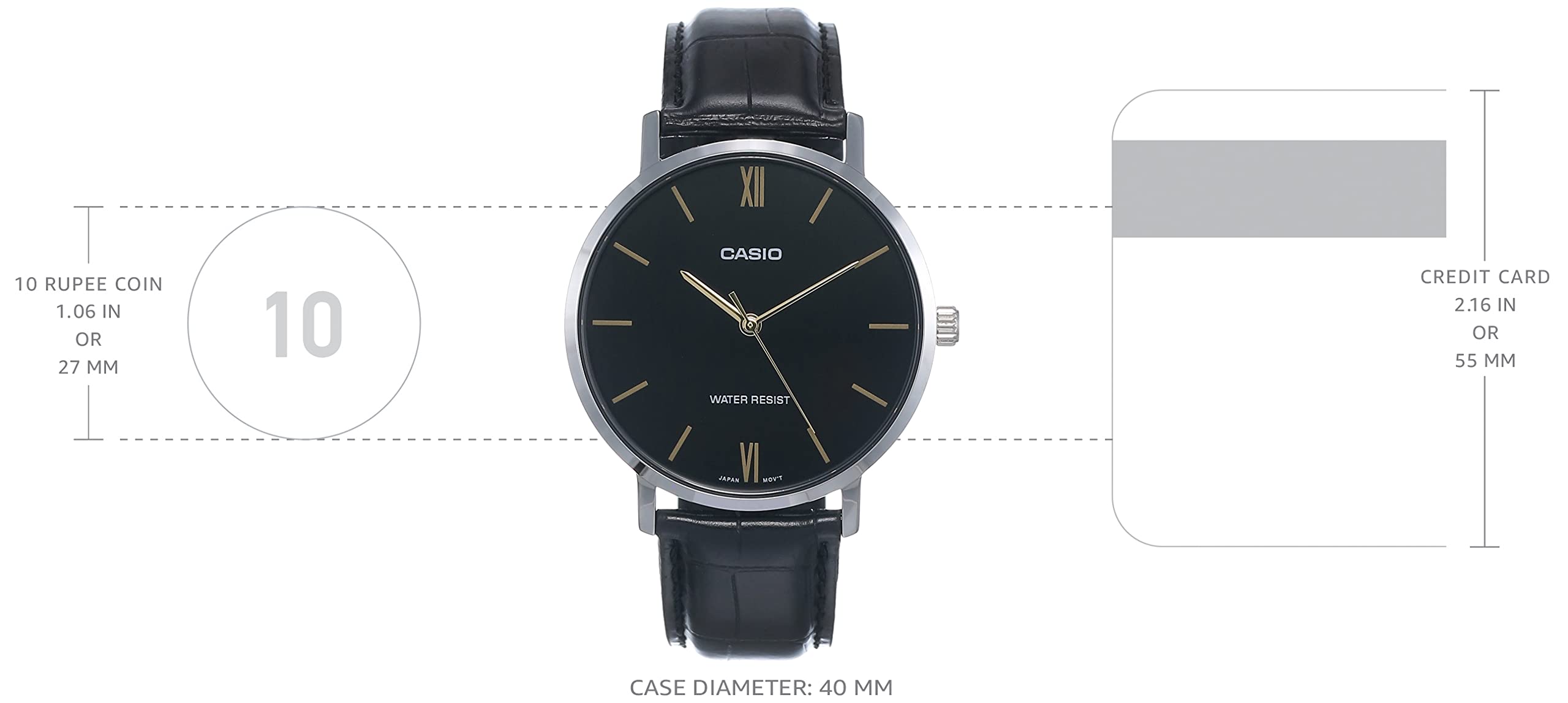 Casio MTP-VT01L-1B Men's Minimalistic Black Dial Black Leather Band Analog Watch