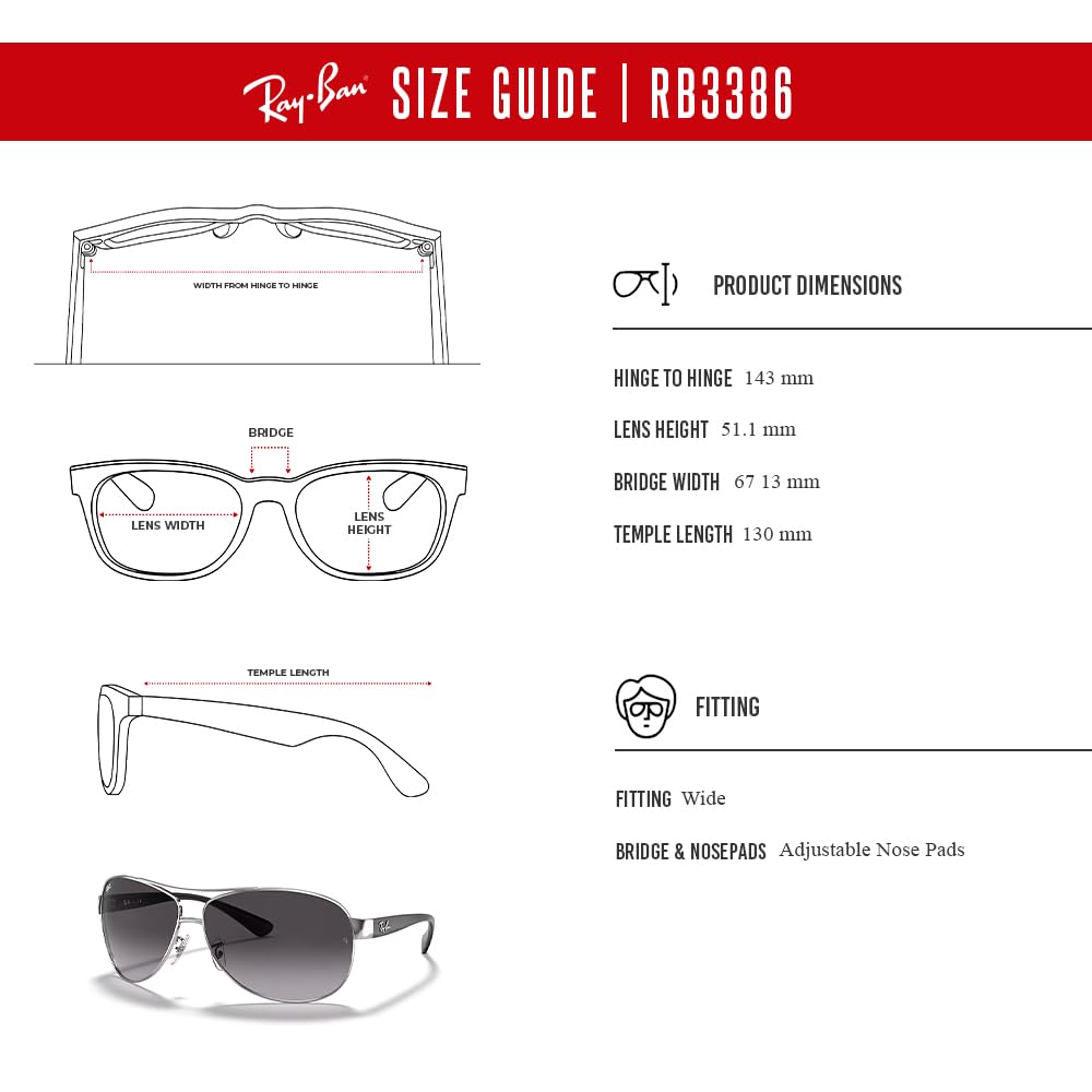 Ray-Ban RB3386 003/8G 63MM Silver/Plastic Lens Grey Gradient Aviator Sunglasses For Men + BUNDLE with Designer iWear Eyewear Kit