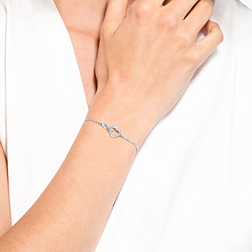 Swarovski Infinity Heart Bracelet with White Crystals, Infinity Symbol and Heart Intertwined on a Rhodium Plated Adjustable Chain