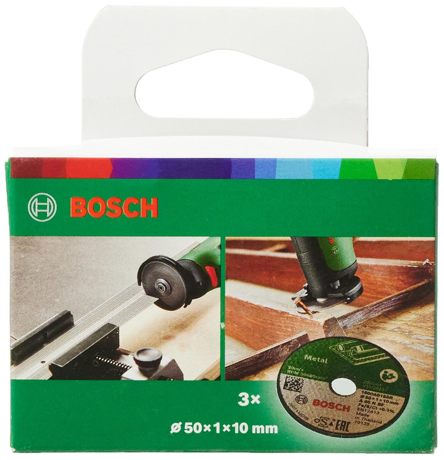 Bosch 1600A01S5Y 3 Cutting Discs (for Metal, Ø 50 mm, Accessories for Easy Cut & Grind)