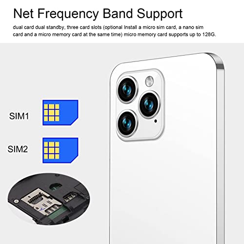 GOWENIC I14pro Plus Unlocked Phone, 6.1inch HD Screen Face Unlock Smartphone for Android 11, Dual SIM, 4G/64GB, GPS, Dual Camera 4G GSM Net Phone, Support 128G Memory Card, 4001mAh Battery(White)