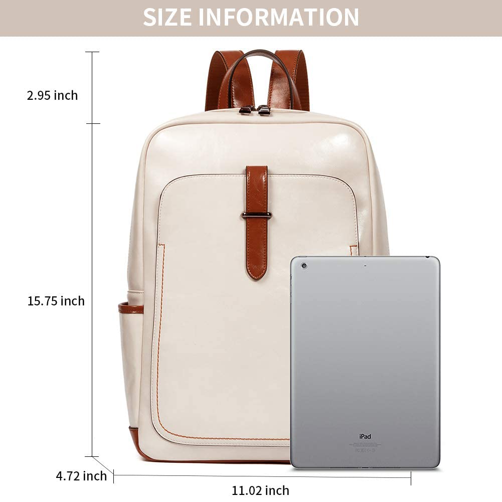 BROMEN Leather Laptop Backpack for Women 15.6 inch Computer Backpack Business Travel Professional Work Daypack College Bag Brown