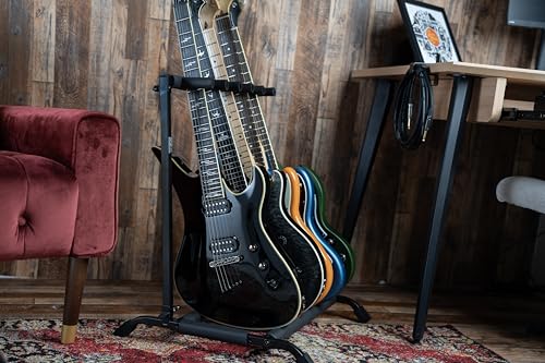 Rok-It Multi Guitar Stand Rack with Folding Design; Holds up to 5 Electric or Acoustic Guitars (RI-GTR-RACK5)