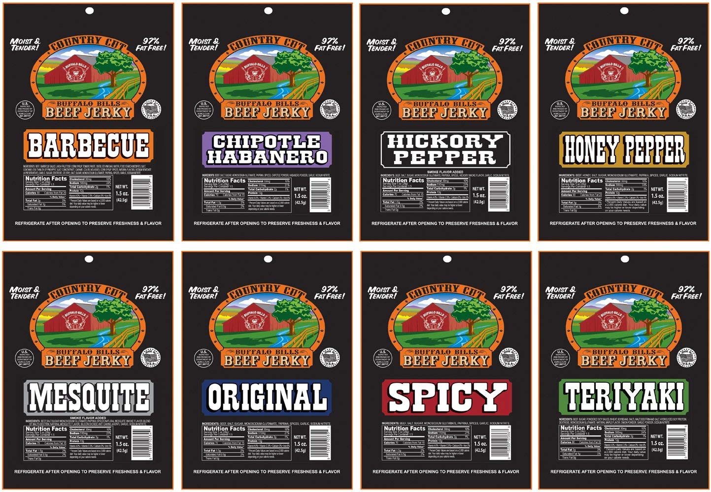 Buffalo Bills 12-Piece Beef Jerky Sampler Patriotic 6-Pack Gift Cooler (12 mixed 1.5oz jerky packs)