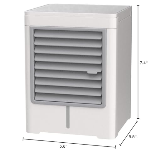 Vivibyan Personal Air Cooler, Portable Evaporative Conditioner with 3 Wind Speeds Touch Screen Small Desktop Cooling Fan, Mini Fan for Home, Bedroom Room, Office, Dorm, Car, Camping Tent, NEW WHITE