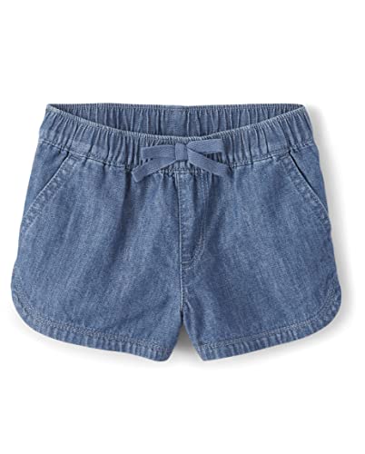 The Children's Place Baby Toddler Girls Denim Shorts, Rose Wash, 4T,baby girls,and Toddler Girls Pull On Denim Shorts,Rose Wash ,4T
