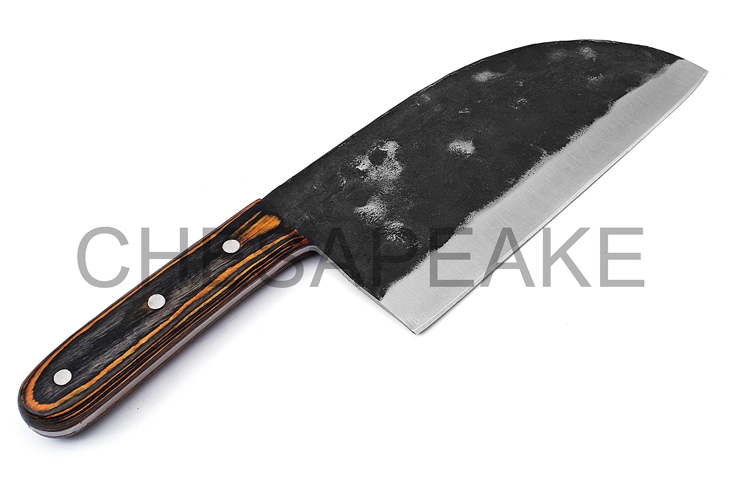 Chesapeake Knives Custom Handmade Carbon Steel Clever with leather sheath