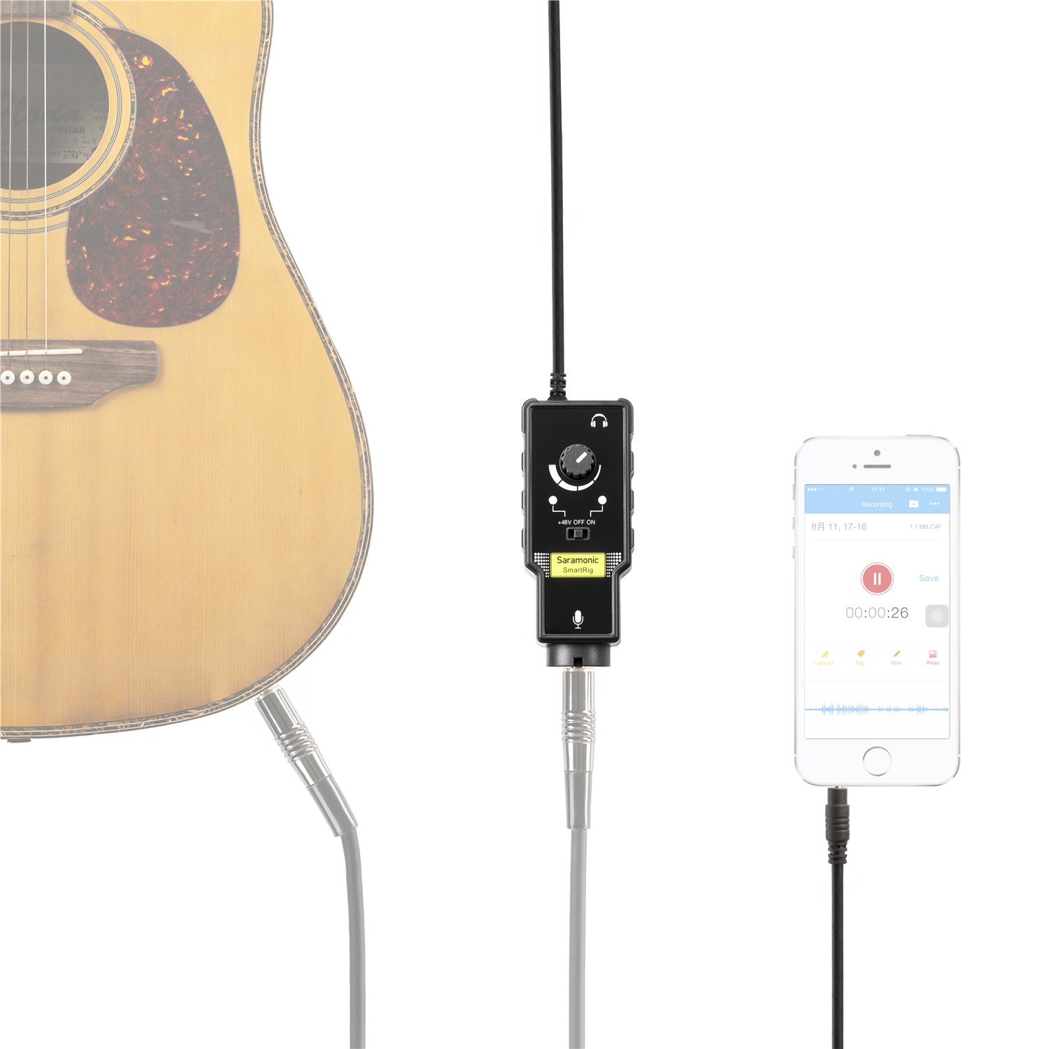 Saramonic SmartRig+ 2-Channel XLR/3.5mm Microphone Audio Mixer with Phantom Power Preamp & Guitar Interface for DSLR Cameras, Camcorders, iPhone, iPad, iPod, and Android Smartphones