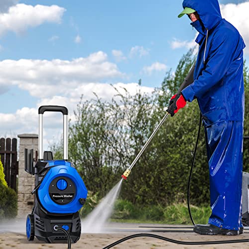 Electric Pressure Washer 4000Psi Max Pressure 2.6GPM Power Washer with 25 Ft Hose,4 Quick Connect Nozzles, Soap Tank Car Wash Machine/Car/Driveway/Patio/Pool Clean, Blue