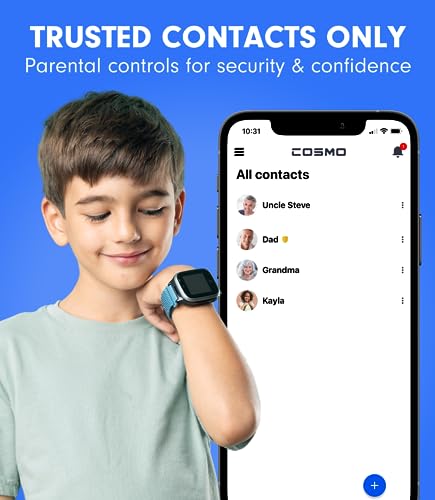 JrTrack 2 SE Smart Watch for Kids by Cosmo | 4G Phone Calling & Text Messaging | SIM Card & Flexible Data Plans | GPS Tracker Watch for Kids | Children’s Smartphone Alternative (Blue)