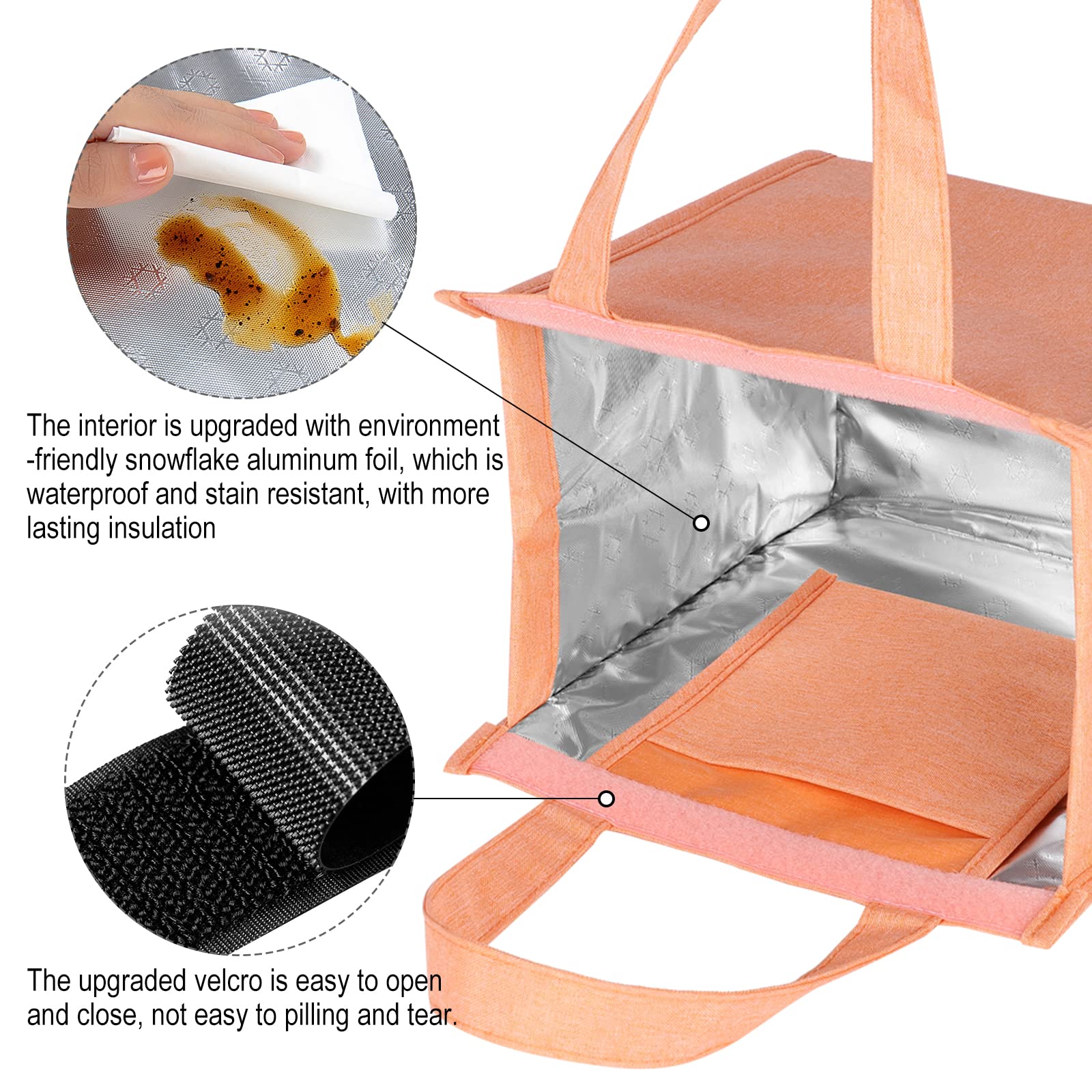 CCidea Lunch Bag for Women Men,Simple Insulated Lunch Box, Reusable Lunch Boxes for Work Travel(Inulin with Velcro)
