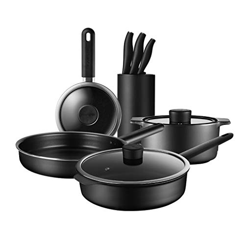 BONOOL Nonstick Cookware Home Kitchen Ware Pots & Pan Set with Saucepan, Frying Pans, Cooking Pots, Lids, Utensil(Without Knife)