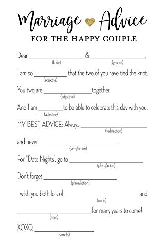 InvitationHouse 48 Gold Heart Marriage Advice Libs, Advice for Bride & Groom, Wedding Advice, Marriage Advice, Newlywed Advice (White)