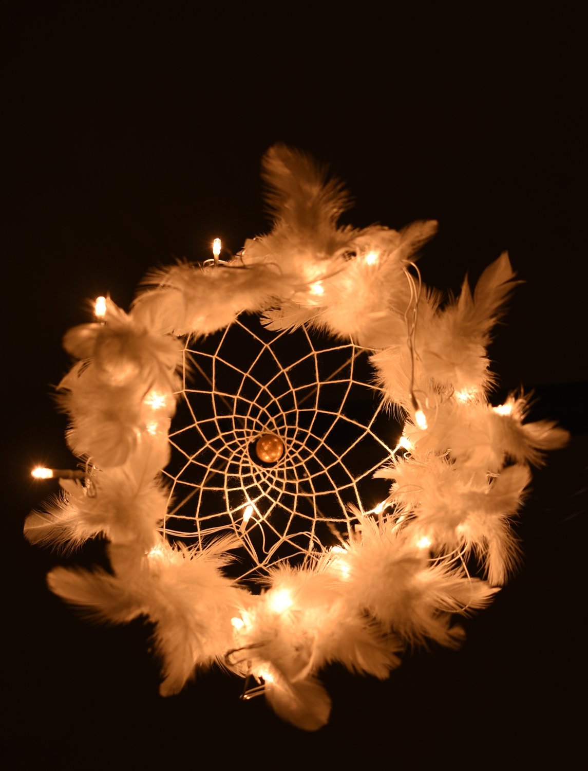 Rooh Dream Catcher ~Classic White Light ~ Handmade Mandala Hangings for Positivity (Use as Home Decor Asscent, Wall hangings, Garden, Outdoor, Bedroom, Christmas, Thanks Giving, Valentines) (Large)