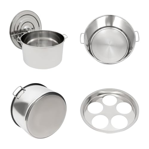 Commercial Pasta Cooker Insert Set, Kitchen Noodle Boiler Bucket, Stainless Stockpots with Divider and Colander Strainer, for Home Kitchen, Restaurant,4Holes(4Holes)