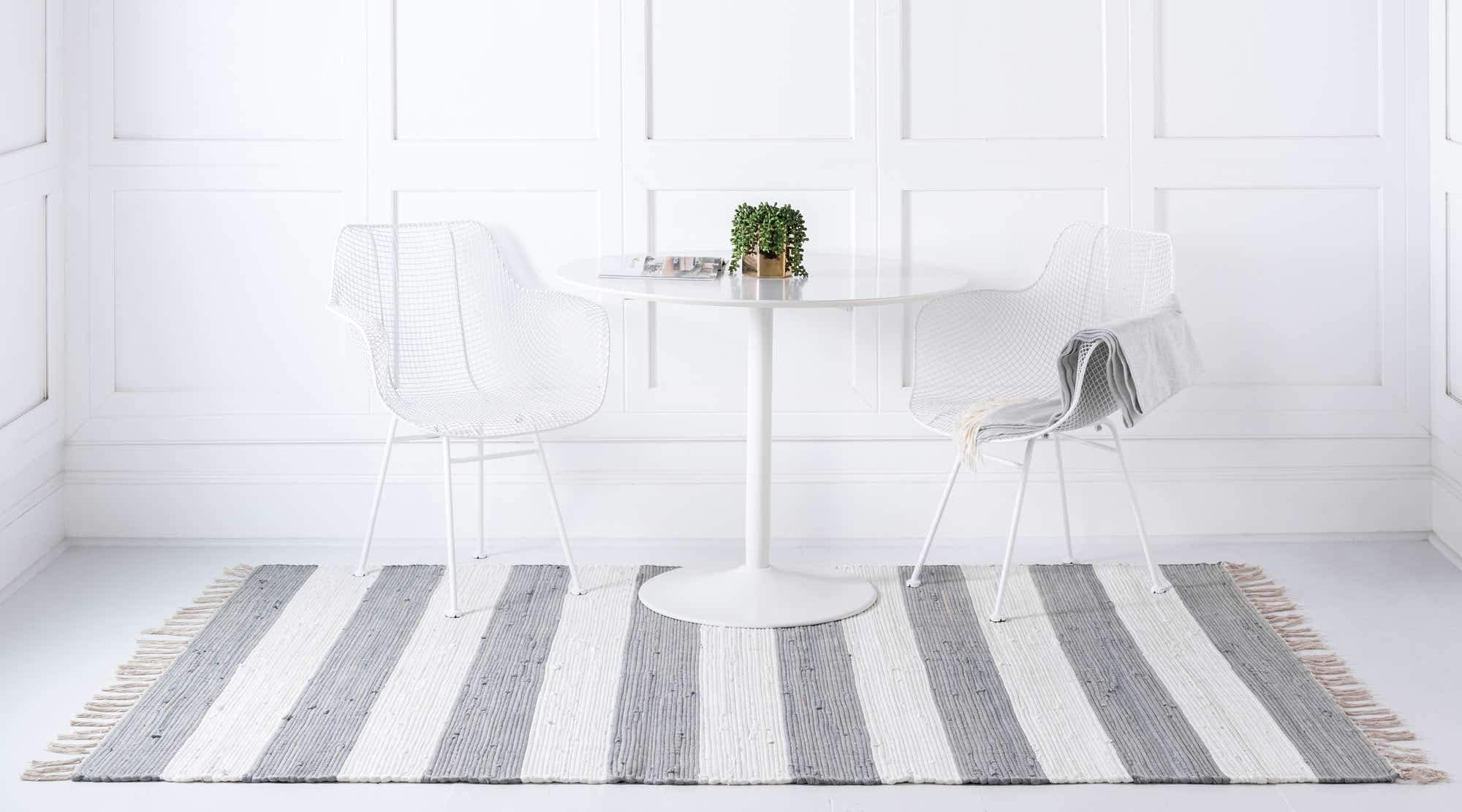 Unique Loom Chindi Rag Collection Area Rug - Striped (2'x 3' 1" Rectangle, Gray/ Ivory)