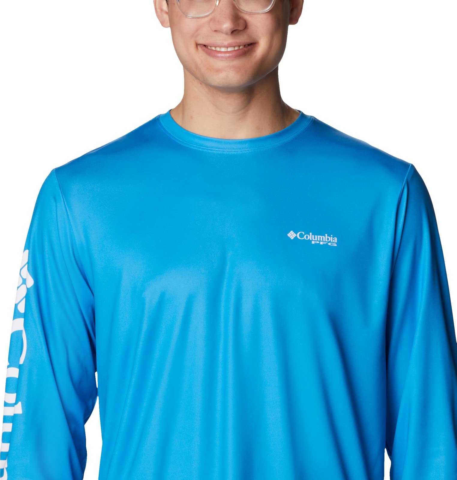 Columbia Men's Terminal Tackle PFG Carey Chen Long Sleeve, Compass Blue/Sailfish, X-Large