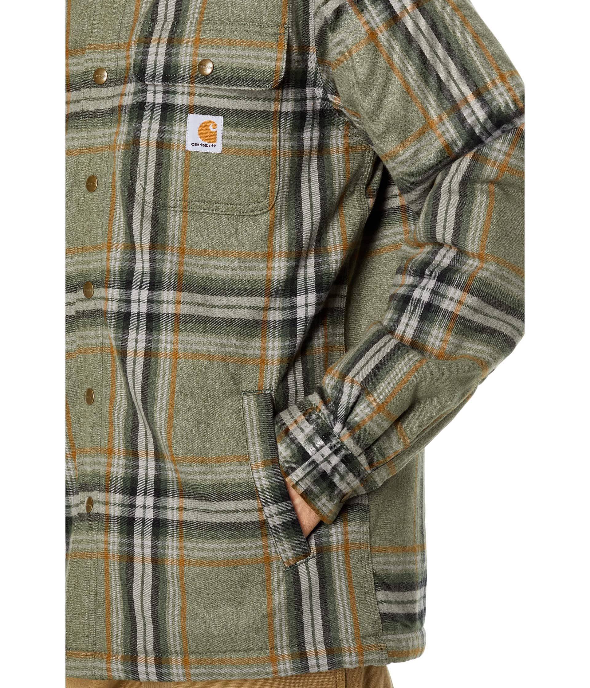 Carhartt Men's 105430 Relaxed Fit Flannel Sherpa-Lined Shirt Jac - X-Large Regular - Basil