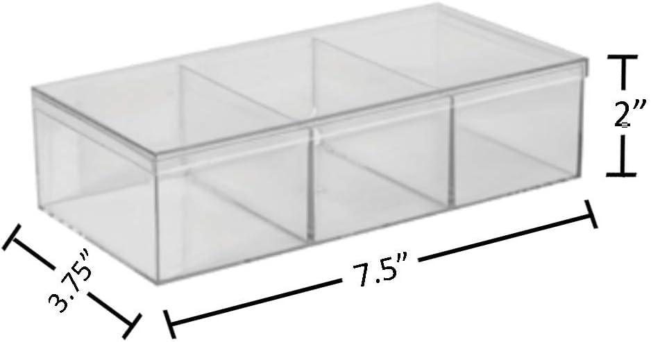 Hammont Rectangle Acrylic Box - Shelf Organizer Bins - Clear Storage Containers - Candy Party Favors | Bathroom Storage | Makeup Cosmetic Organization | Tall: 4"x4"x8" (3 Pack)