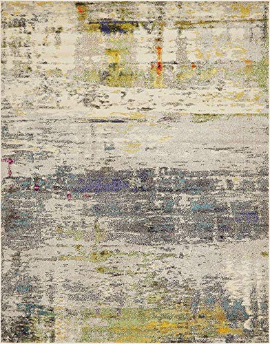 Unique Loom Chromatic Collection Modern Rustic & Vibrant Abstract Area Rug for Any Home Décor, 8 ft x 10 ft, Beige/Gray