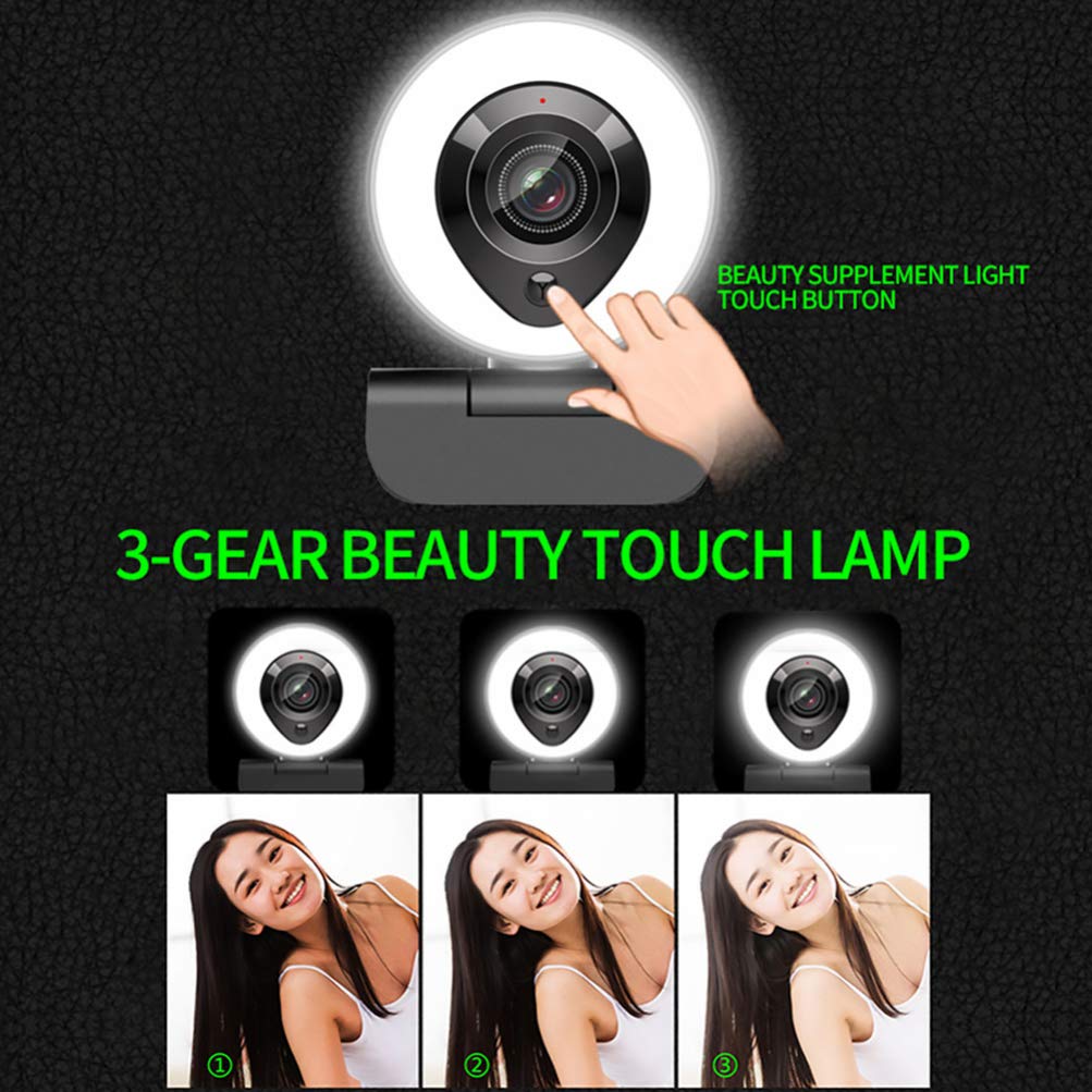 SOLUSTRE Web Camera 1 Set camera High Definition Webcam Video Webcam Advanced webcam with microphone Fill light webcam Webcam Live Streaming Webcam USB Webcam laptop computer plastic 4k