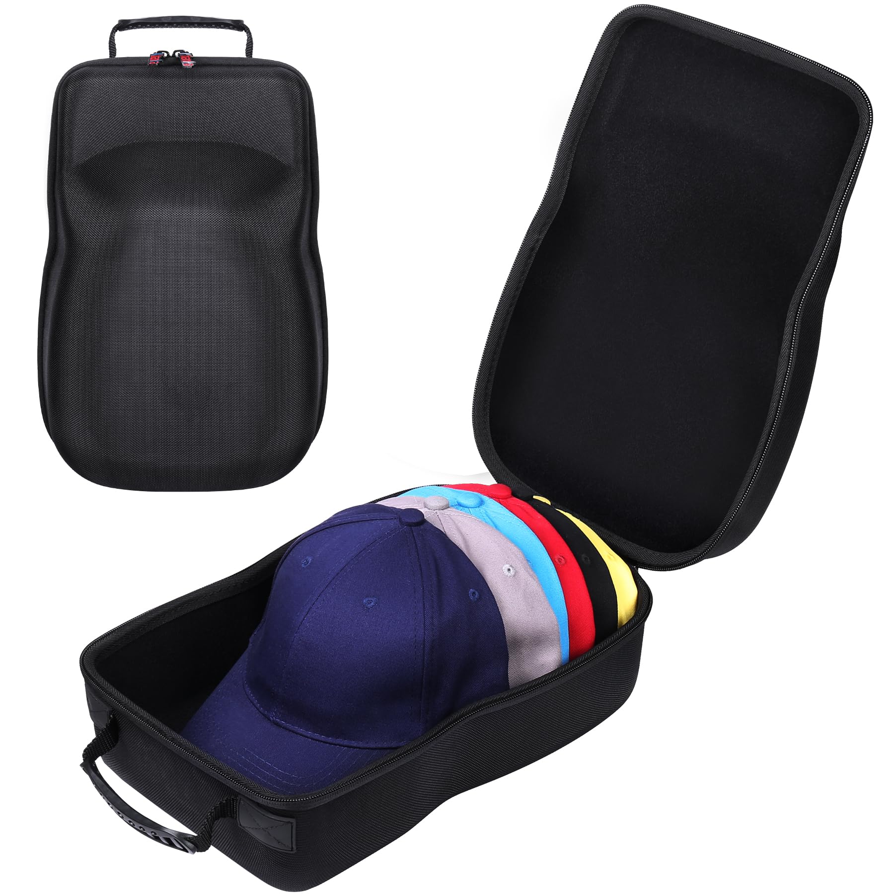 khanka Hard Storage Carrying Case Compatible with Baseball Caps This Organizer Holder Protects up to 8 Hats (Black)