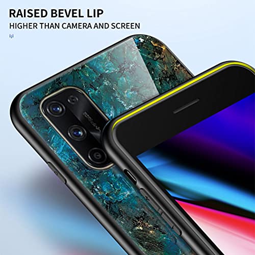Grandcaser Case for Realme 7 Pro Ultra-Thin TPU Bumper Marble Polished Granite Pattern Glass Case Never Fade Protective Cover for Realme 7 Pro 6.4" -Emerald