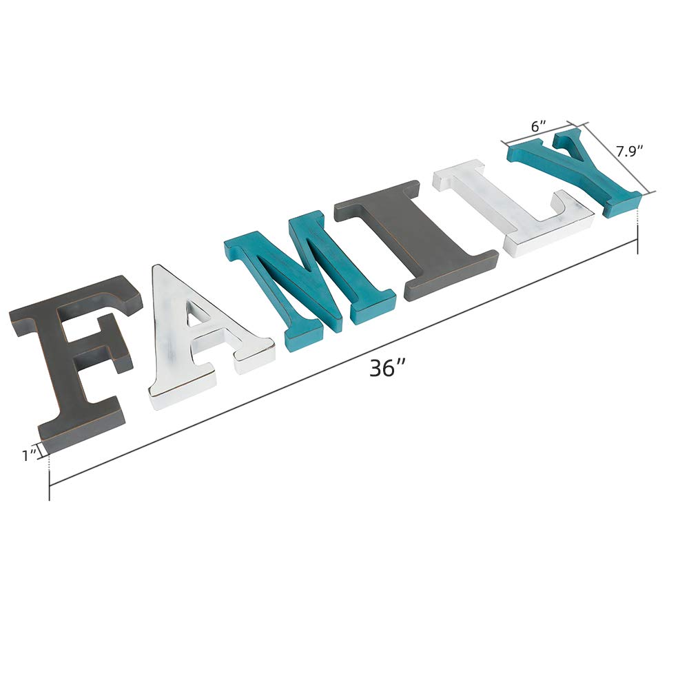 Solution4Patio Wooden Family Decorative Signs with Back Hanging Holes, Freestanding Cutout Words Table Centerpiece, Rustic Letters for Living Room, Home Decor #D303A00