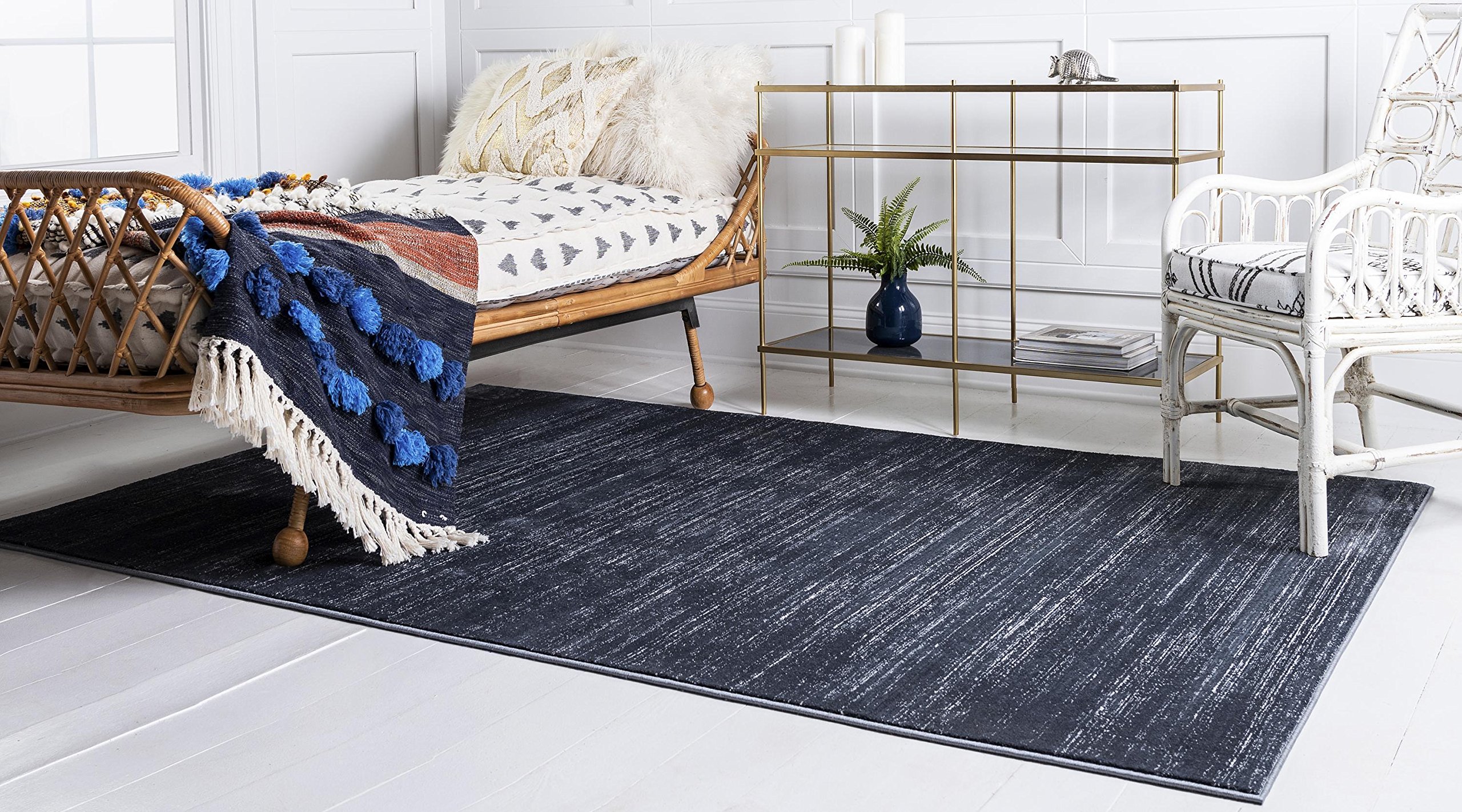 Unique Loom Jill Zarin Uptown Collection Area Rug - Madison Avenue (8' x 10' Rectangle, Navy Blue/ Ivory)