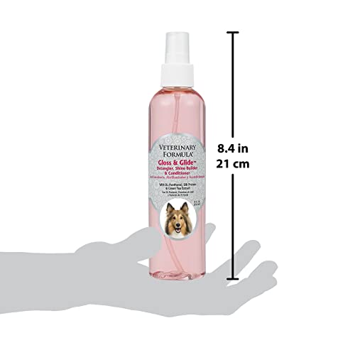 Veterinary Formula Solutions Gloss & Glide Detangler, Shine Builder, Conditioner Spray for Dogs β Quickly Detangles Matted Hair β With Silk Protein and Antioxidants (8 Fl. Oz.)