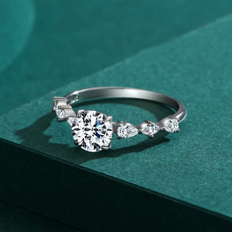 Cpallie 925 Sterling Silver Ring Round Simulated Diamond Stackanle Eternity Band for Women Stackable Ring Wedding Eternity Ring Anniversary Birthday Gift for Her-1311-7