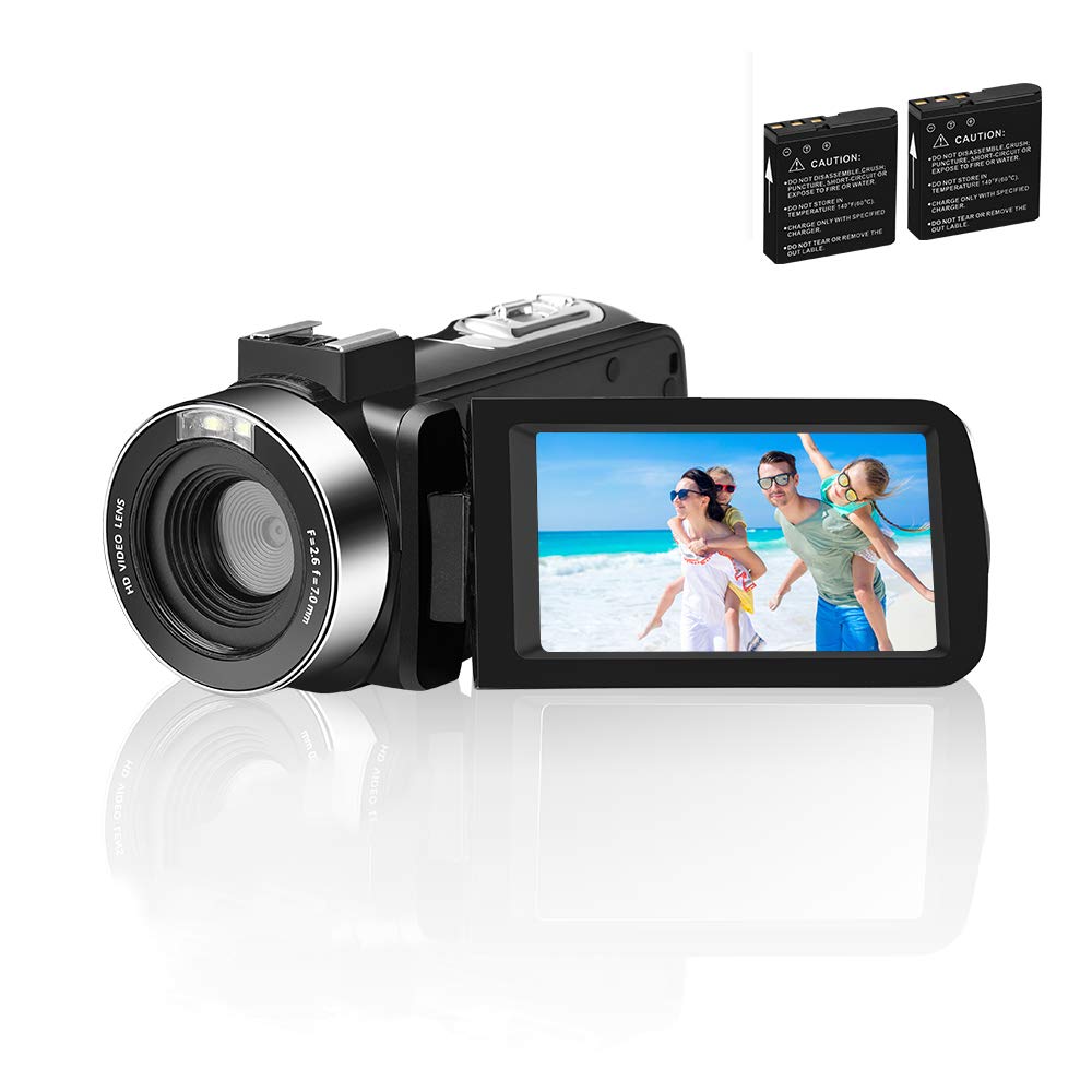 Comkes Video Camera Camcorder Digital vlogging Camera for YouTube Full HD 1080P 30FPS 30.0MP 18X Digital Zoom Camcorder with 2 Batteries and Remote Control