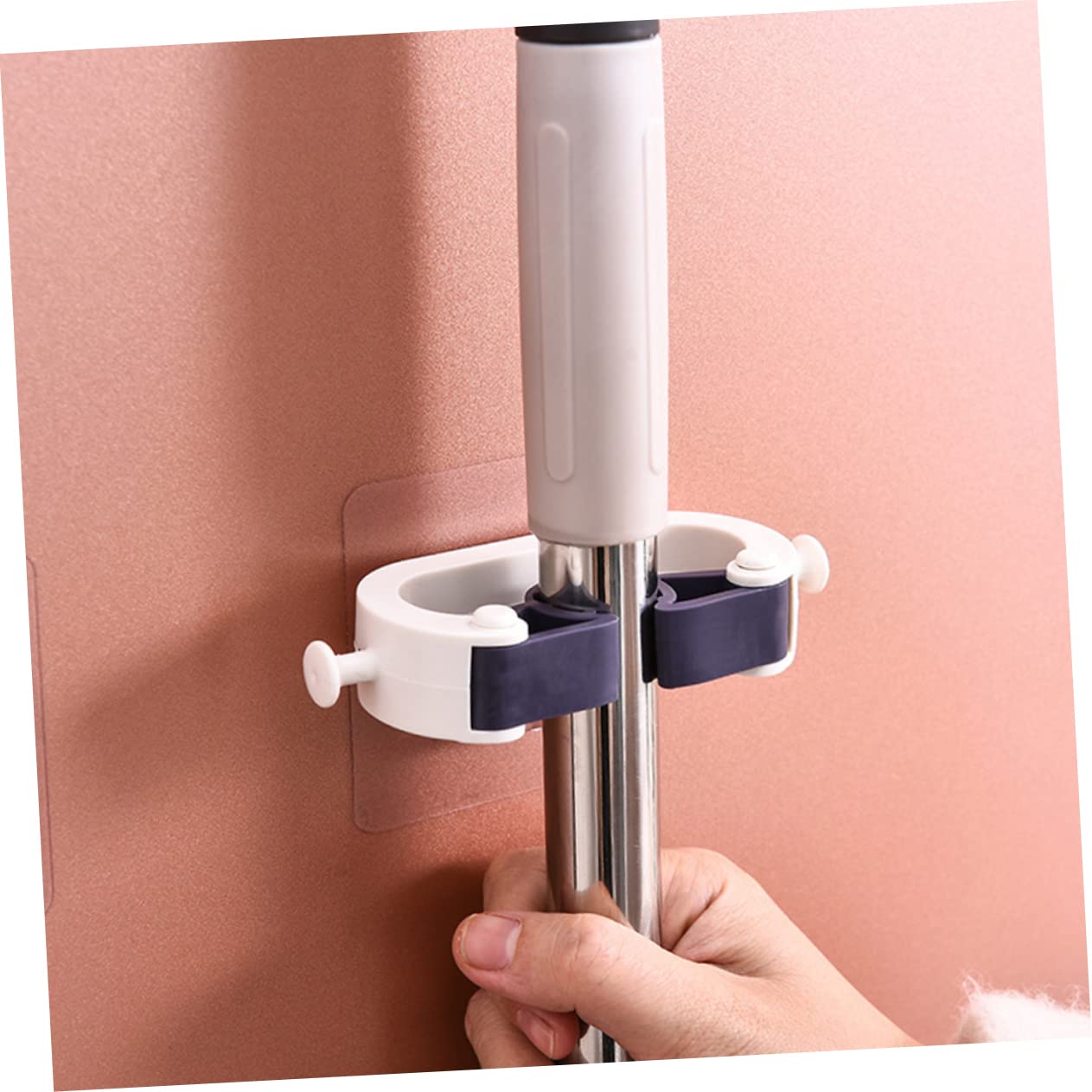 DOITOOL 4 pcs White Hanger Clipswhite Mounted Broom Hangers Hooks Rack Traceless for Kitchen Mop Adhesive Tool Holders Practical Creative Holder Anti Garage Rake Home Drilling Laundry