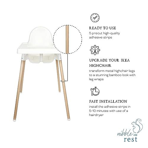 Nibble and Rest Highchair Decorative Leg Wraps, Bamboo Style, Compatible with IKEA Antilop Highchair, Includes 4 Pre-Cut Adhesive Strips