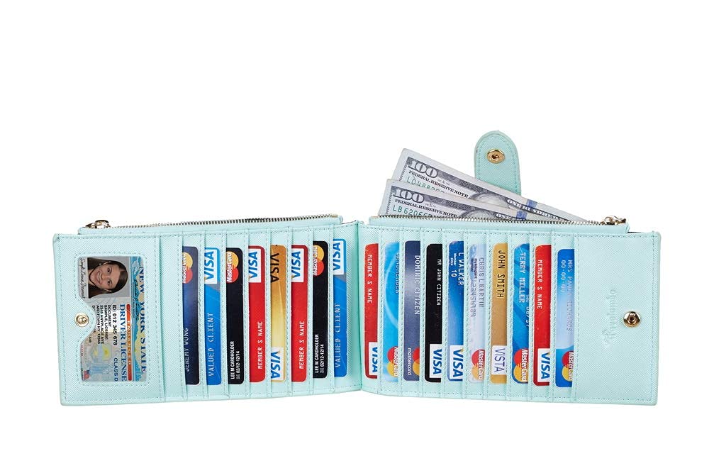 Travelambo Womens Multi Card Case Wallet & Leather Squeeze Coin Purse