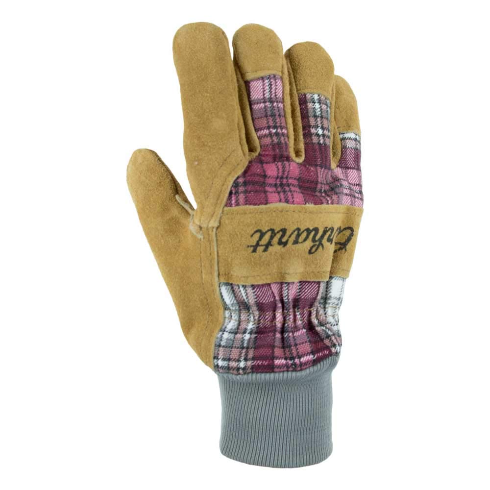 Carhartt womens Insulated Suede Work With Knit Cuff Winter Gloves, Wild Rose Plaid, Medium US