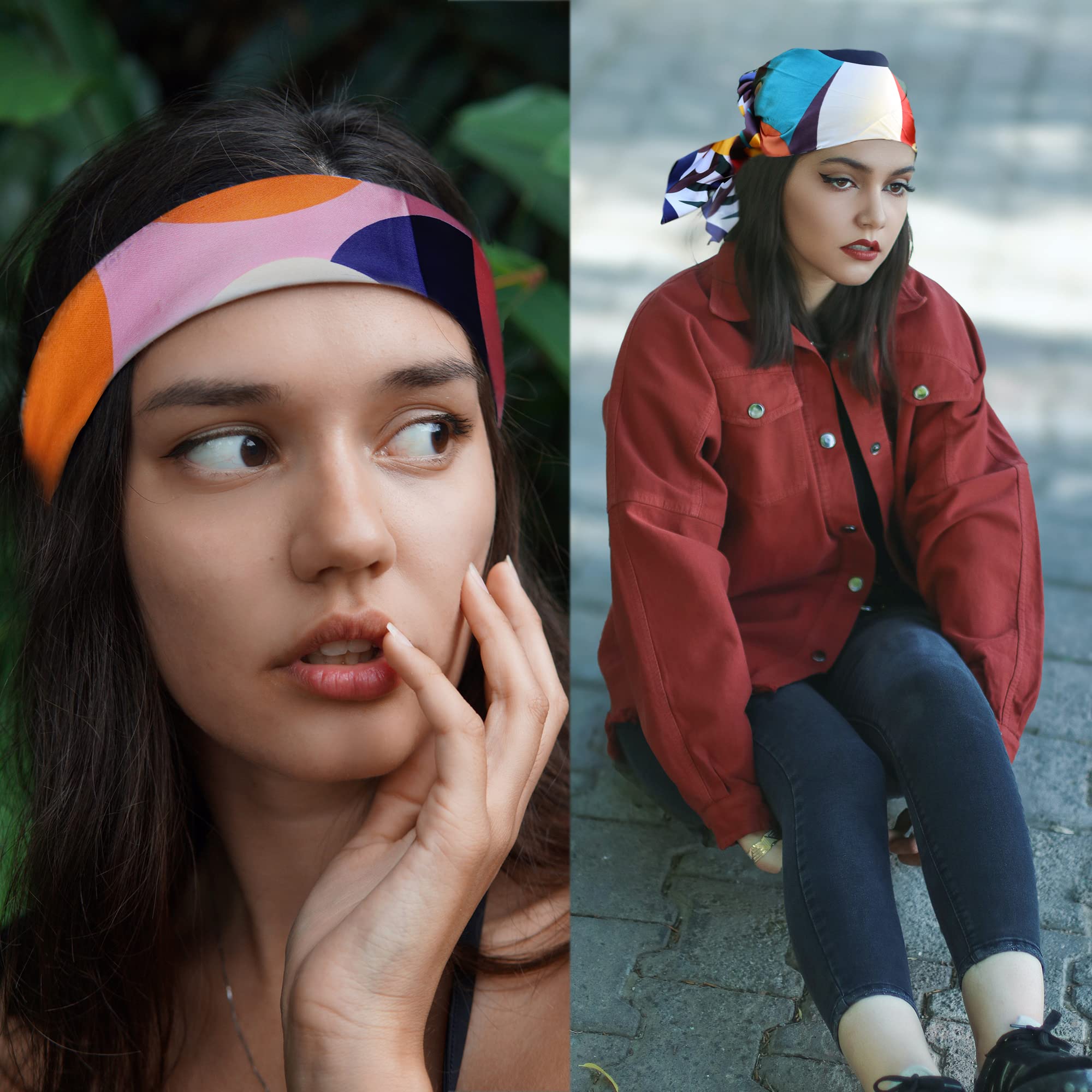 CPEAM 4PCS Large Satin Head Scarf for Women 35" Square Soft Smooth Silk Like Hair Scarf Wraps Bandana for Sleeping