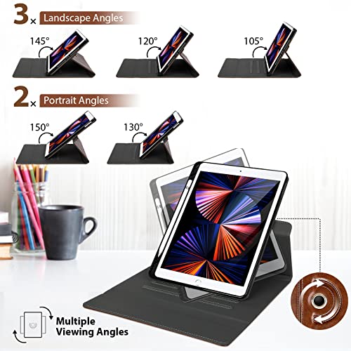 Compatible with New iPad 9th/8th/7th Generation Case 10.2'', KUAELEN Protective iPad 10.2 inch Case with Soft TPU Back, with 360 Degree Rotatable Stand -Brown