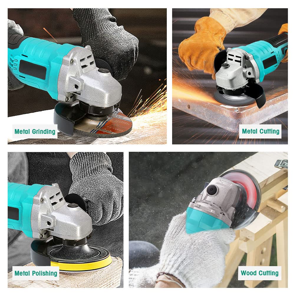 Cordless Angle Grinder, 18V variable speed metal grinders w/DM18M Battery Adapter,10000RPM Brushless Motor, 3/8 arbor, 110V 4-inch high power(Battery not include)