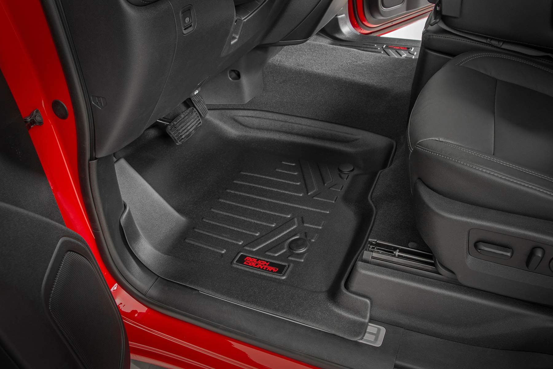 Rough Country All Weather Floor Mats Set for Chevy/GMC 1500 Extended Cab (1999-2006) - Custom Fit Rubber Floor Mats, Durable Rubber Truck Mats, Waterproof Truck Floor Mats
