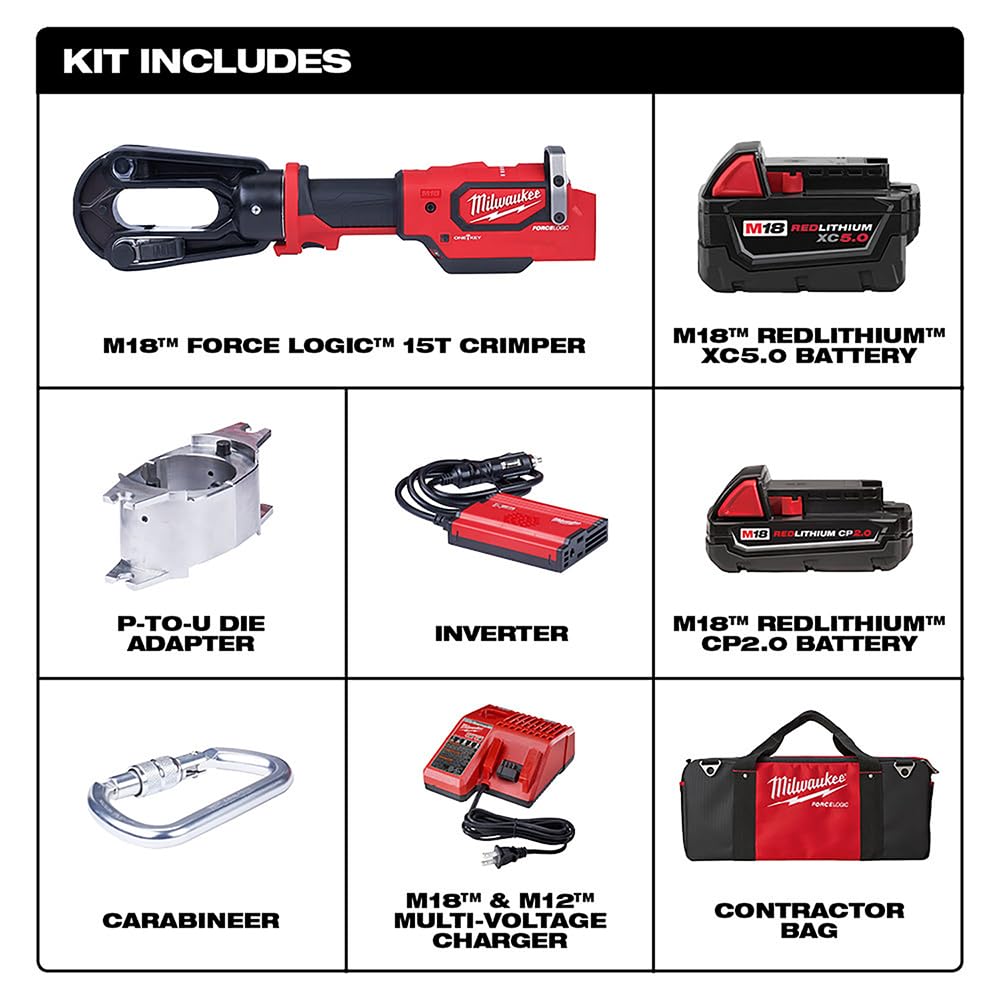 Milwaukee 2879-22 M18 FORCE LOGIC 18V 15 Ton Crimper Kit